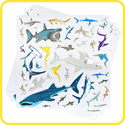 READY 2 LEARN Foam Stickers - Sharks - Pack of 132 - Self-Adhesive Stickers for Kids - 3D Cute Shark Stickers for Laptops, Party Favors and Crafts