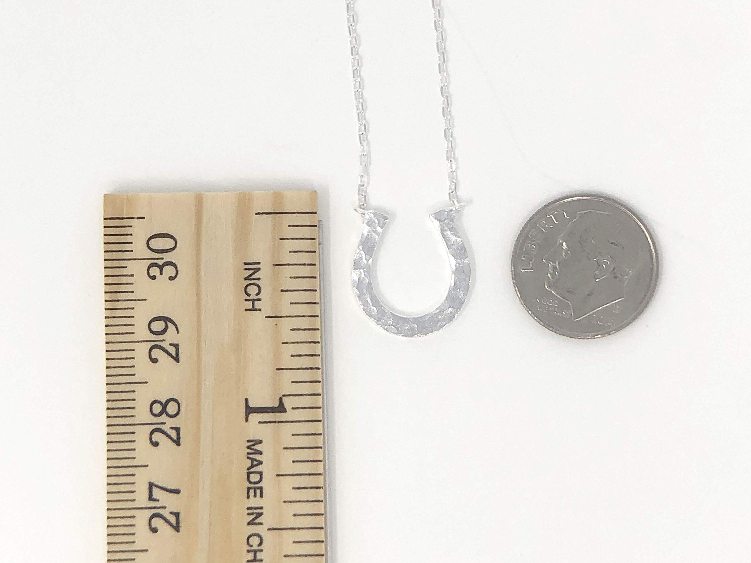 Dote Lucky Horseshoe Pendant Genuine .925 Sterling Silver Hammered Necklace 16-18 Adjustable Chain (Hammered)