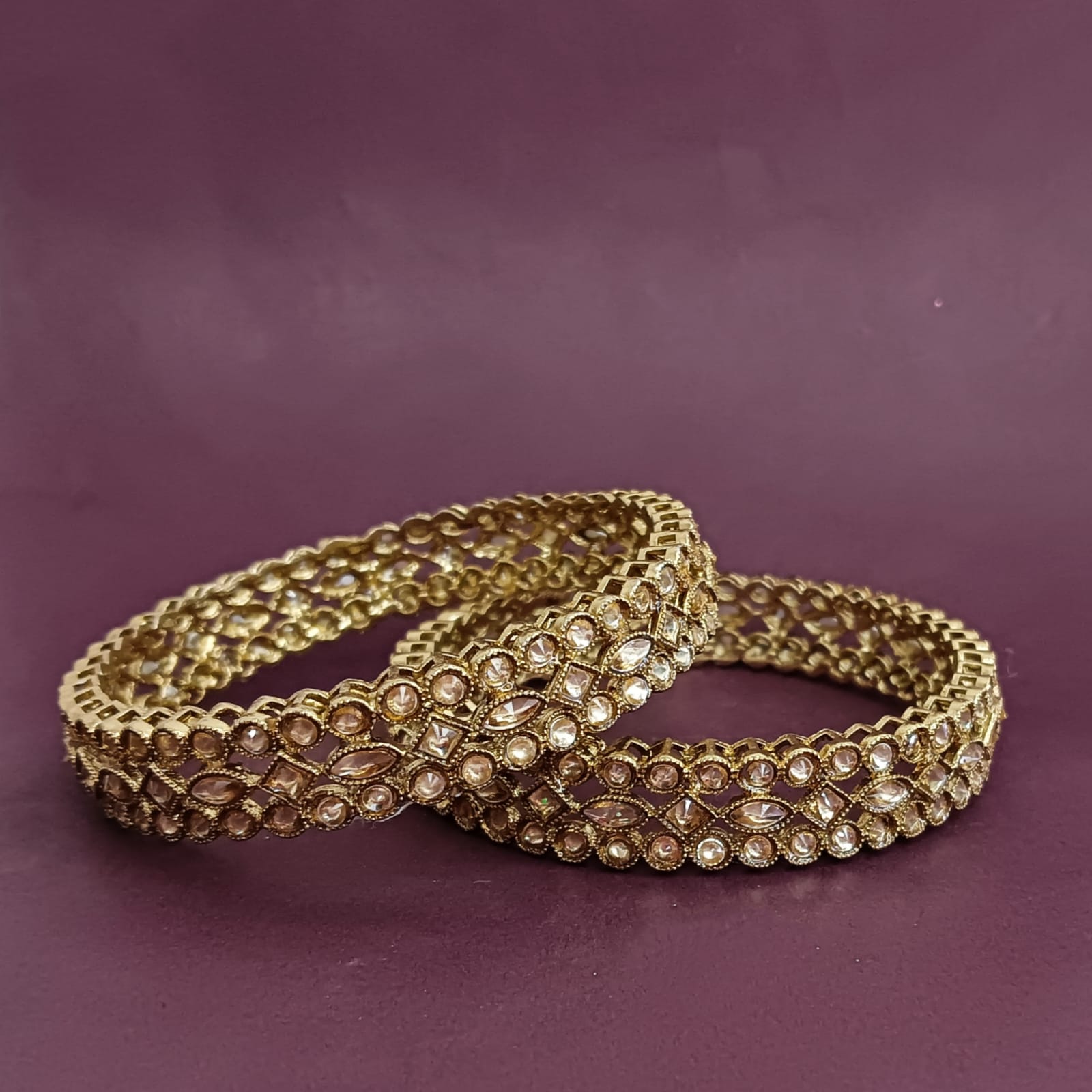 Efulgenz Indian Bangle Set Bollywood Crystal Kundan Bangle Bracelet Jewelry for Women
