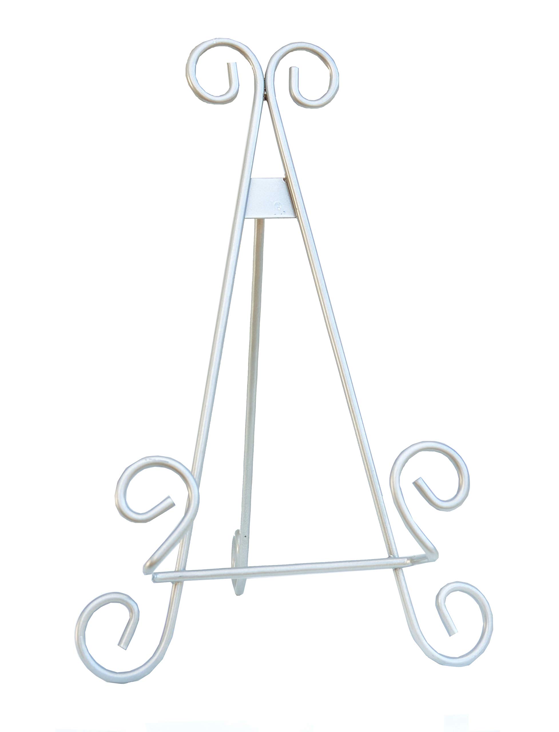 Heavy Duty Metal Artisan Curved Book Stand, Picture Frame Stand, Plaque Stand, Cook Book Stand, Silver