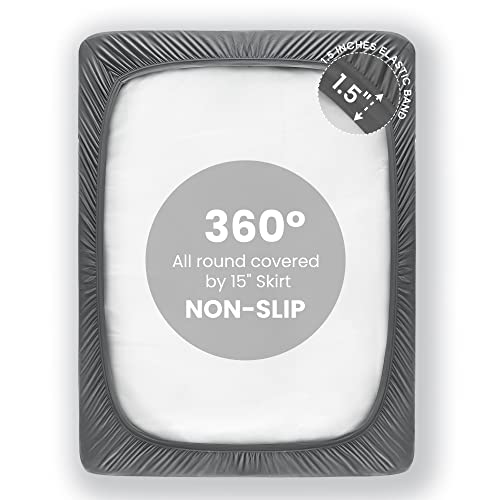 SONIVE Waterproof Mattress Pad Ultra Fluffy Soft Breathable Noiseless Quilted Fitted Mattress Protector Premuim Alternative Filling Topper Deep Pocket up to 21'' (Grey, Queen)