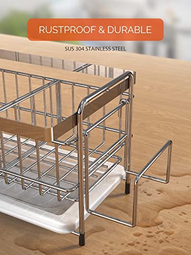 FixOwl Sink Caddy Kitchen Sink Organizer Sponge Holder for Kitchen Sink Non-Slip Countertop Organizer SUS304 with Removable Tray, Silver