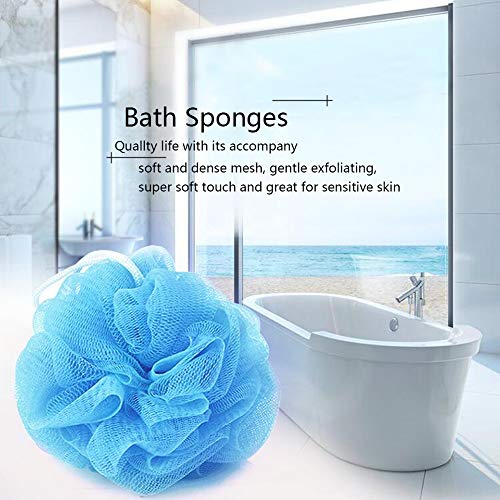 Cosywell Bath Sponges Bath Loofahs Mesh Pouf Shower Wash Ball Large 5 Packs 60g Each Soft Eco-Friendly for Men& Women Cleanse, Smooths Skin, Exfoliating