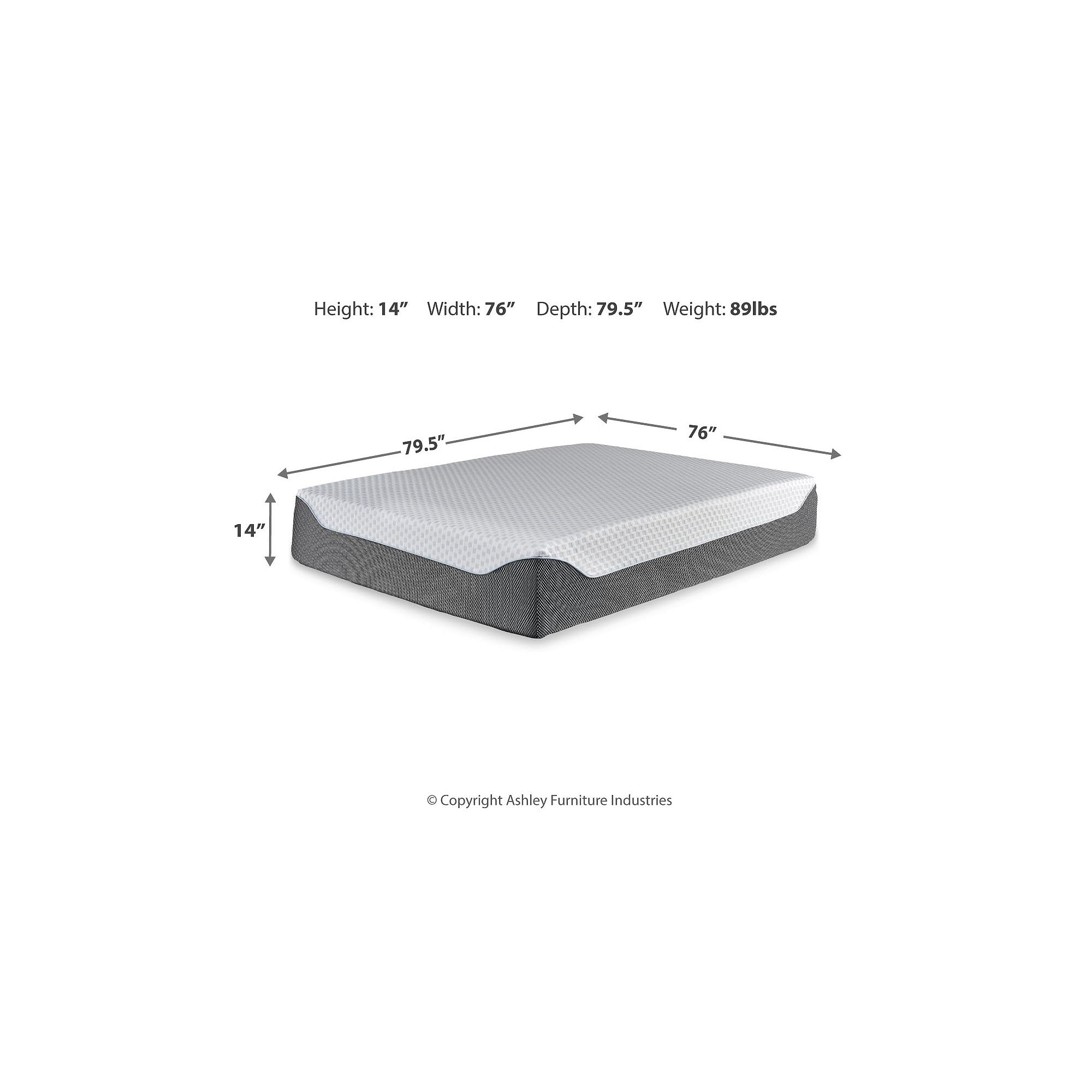 Signature Design by Ashley King Size Chime Elite 14 Inch Plush Green Tea & Charcoal Gel Memory Foam Mattress with Micro Cool Cover