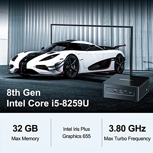 GEEKOM Mini PC, Mini IT8 Intel i5-8259U Mini Desktop Computers 16GB RAM 512GB PCIe SSD, Windows 11 Pro Mini Computer/Dual-Channel DDR4/HDMI2.0 4K UHD/Dual WiFi/BT/USB 3.2/VESA for Home/Office