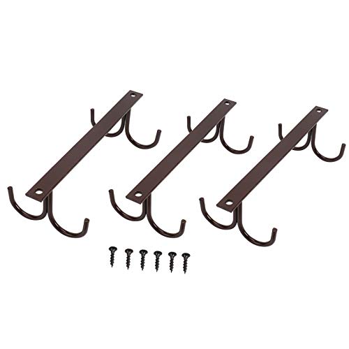 RealPlus 4pcs Under Cabinet Mug Rack, Rustic Mug Organizer Rack Cup Holder Under Shelf 16 Mugs Hooks, Display Hanging Cups Drying Hook for Bar Kitchen Utensils (Bronze)