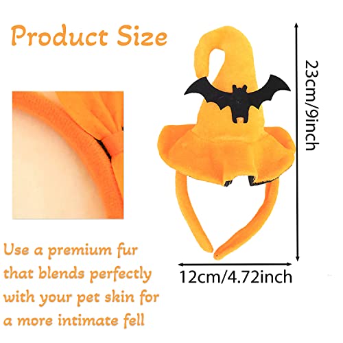 Pet Halloween Headband for Dogs Cats Black Bat Orange Hat Costume Dress Up Accessories for Medium LargeĀ Pet for Cosplay and Makeup