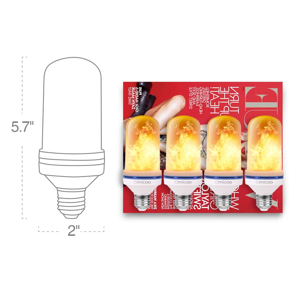 Dyforce LED Flame Effect Light Bulbs, 6W E26/E27 Fire Light Bulbs with Gravity Sensor, 4 Modes Flickering Fire Light Bulbs for Halloween Christmas Decorations (6-Pack)