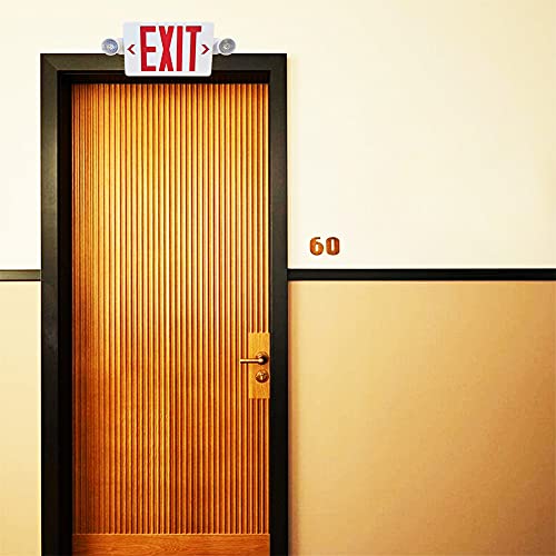OSTEK Red LED Exit Sign with Emergency Light, Two LED Adjustable Head Emergency Exit Lights with Battery Backup, Dual LED Lamp ABS Fire Resistance UL-Listed 2Pack