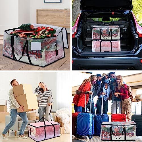 Fixwal Heavy Duty Moving Bags 6 Pack Storage Bags 93L Clear Moving Supplies for Space Saving Moving Storage Backpack Straps Strong Handles & Zippers, Foldable