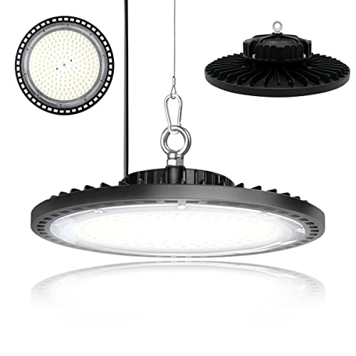 High Bay Light | 15000LM (100W) LED UFO Commercial Lights with US Plug 5' Cable, 6500K Super Bright LED Shop Lights, IP66 Warehouse Light, Area Light Fixture Shop Light for Garage Warehouse Workshop