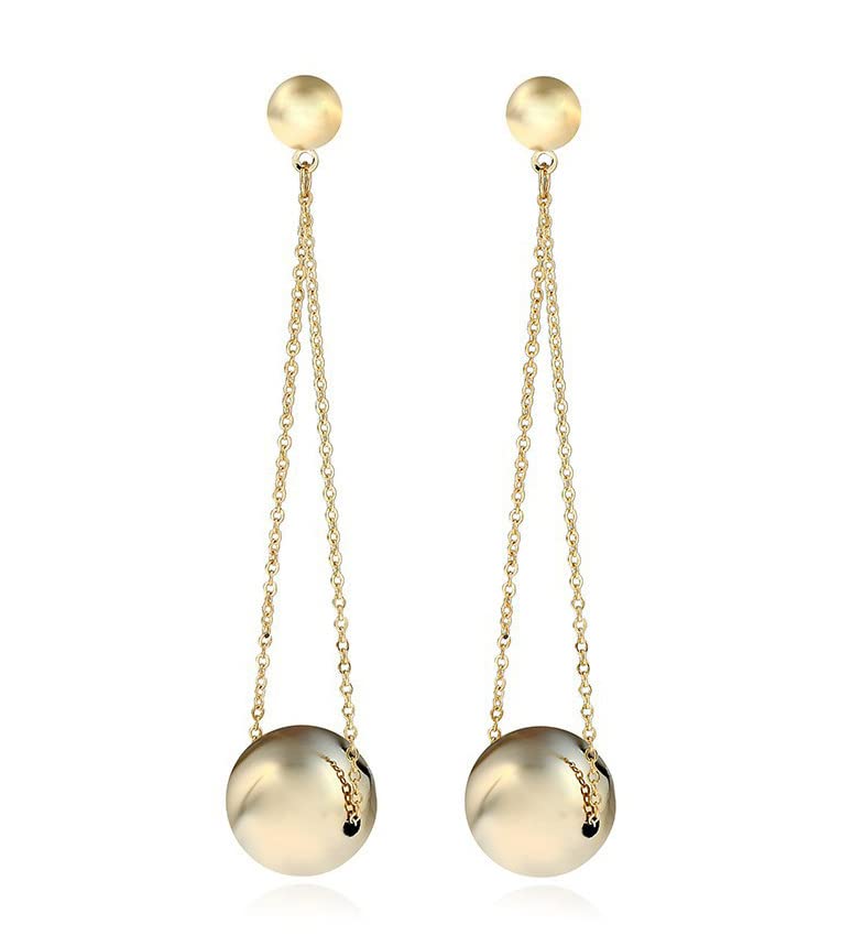 Doubnine Long Chain Earrings Metallic Ball Gold Drop Dangle Modern Threader Earrings Wedding Bridal Jewelry for Women