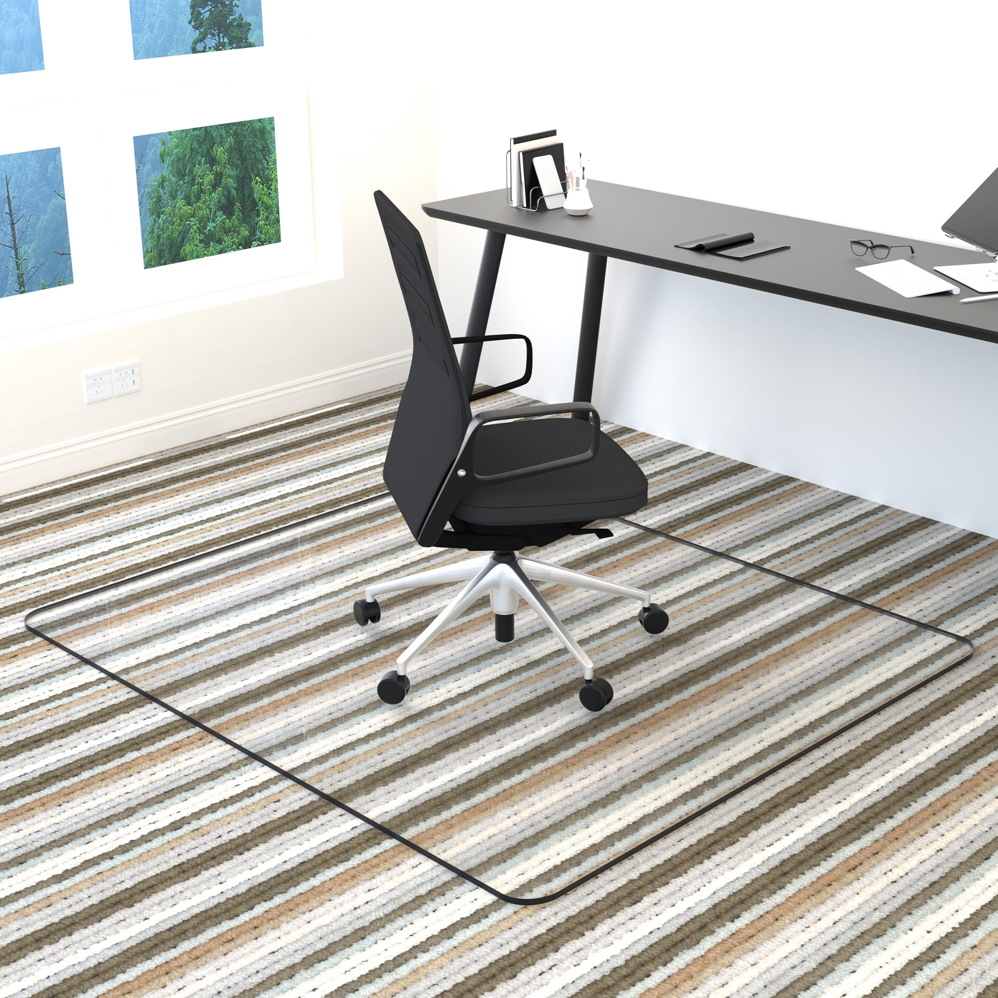 Crystal Clear Chair Mat for Carpet, 1/5" Thick - 36" x 47" Hard Polycarbonate Office Chair Mat - Heavy Duty Floor Protector, Can be Used on Carpet or Hard Floor - Easy Clean and Flat Without Curling
