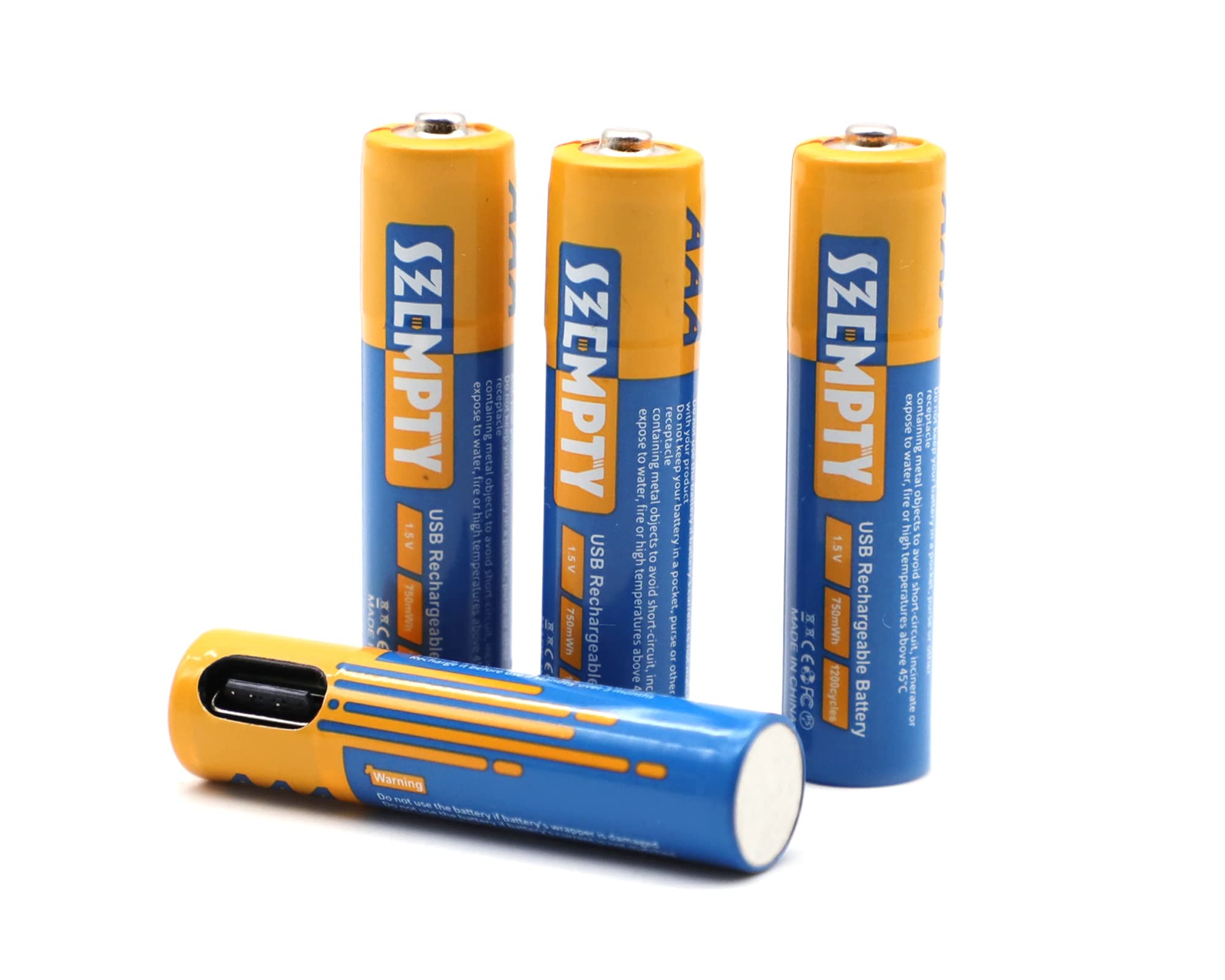 SZEMPTY Lithium Rechargeable Batteries AAA, 1.5V Li-ion USB AAA Battery 750mWh with 2 in 1 Type C Charging Cable,Quick Charge in 1 Hours, Pack of 2