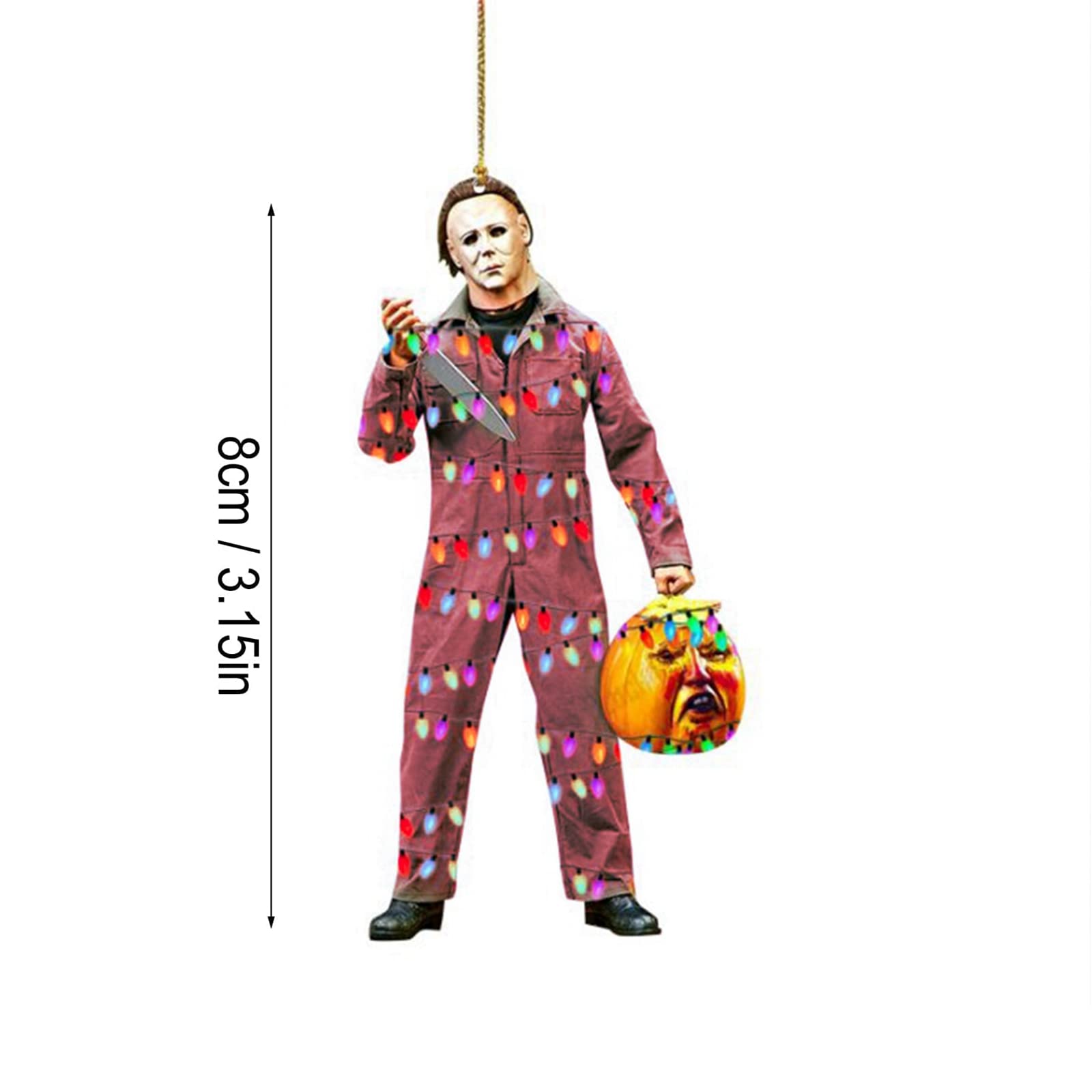 Halloween Dolls Pendant Horror Toys Zombies Skeleton Dwarf Decoration Car Rear View Mirror Pendant Hanging Festival Gifts, Red
