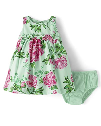 Gymboree,Sleeveless Dressy Dress,Green Floral,6-9 Months