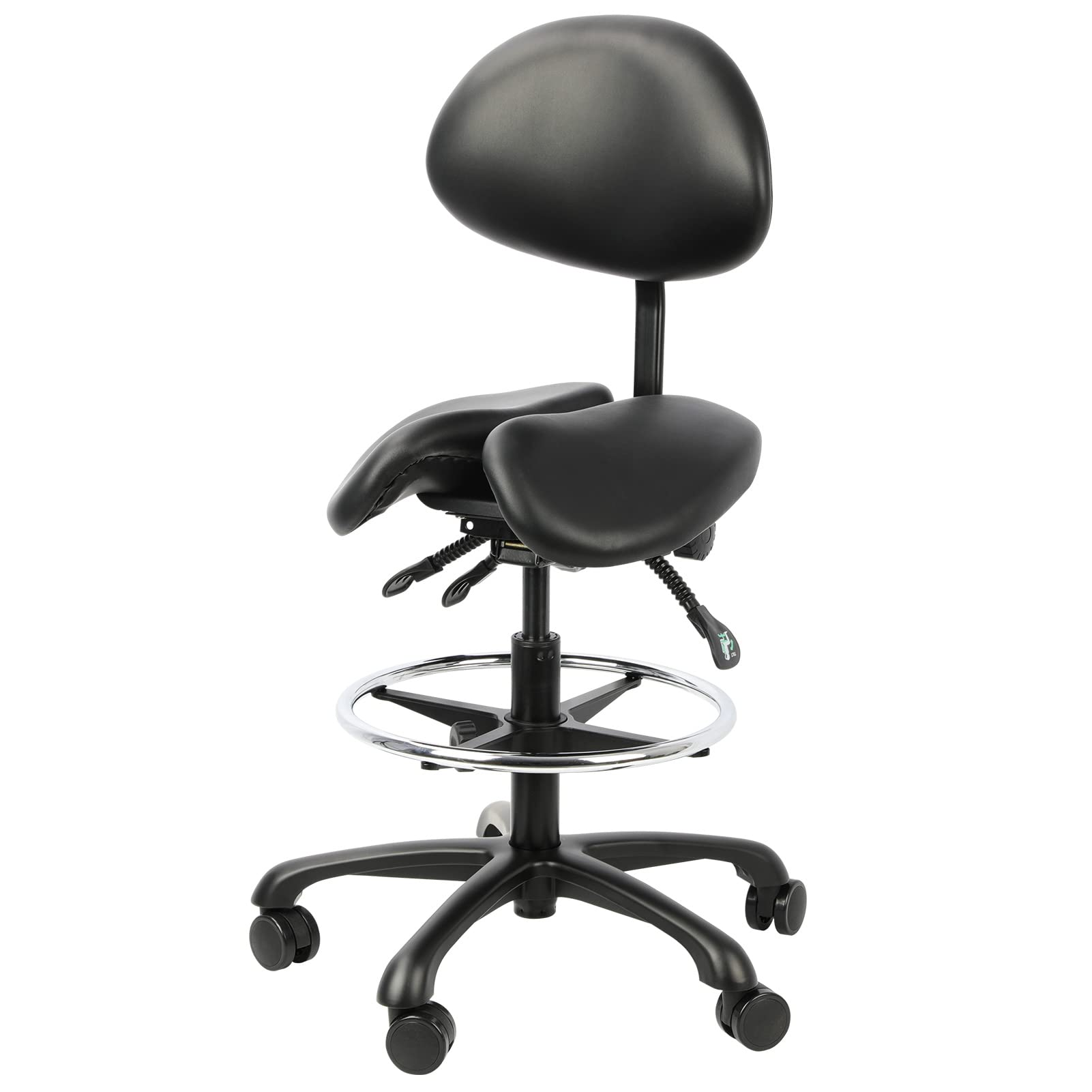 GELTTULU Adjustable Dental Assistant Chair Stool 37.4”-45.3‘’ Height with Adjustable Footring and Heavy Base for Dental Labs Exam Rooms