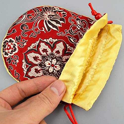 Cotton Filled Drawstring Small Bags for Jewelry Gift Pouch Packaging Chinese Silk Brocade Jewelry Pouch Thicken Luxury Jewellery Storage Bag (50, Mixed Color)