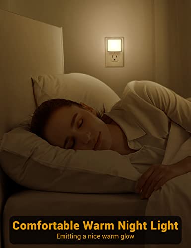 JandCase Night Lights Plug into Wall[4 Pack],Plug in Night Light with Auto Light Sensor,3000K Warm White,Bathroom NightLight for Adults,Hallway,Kitchen