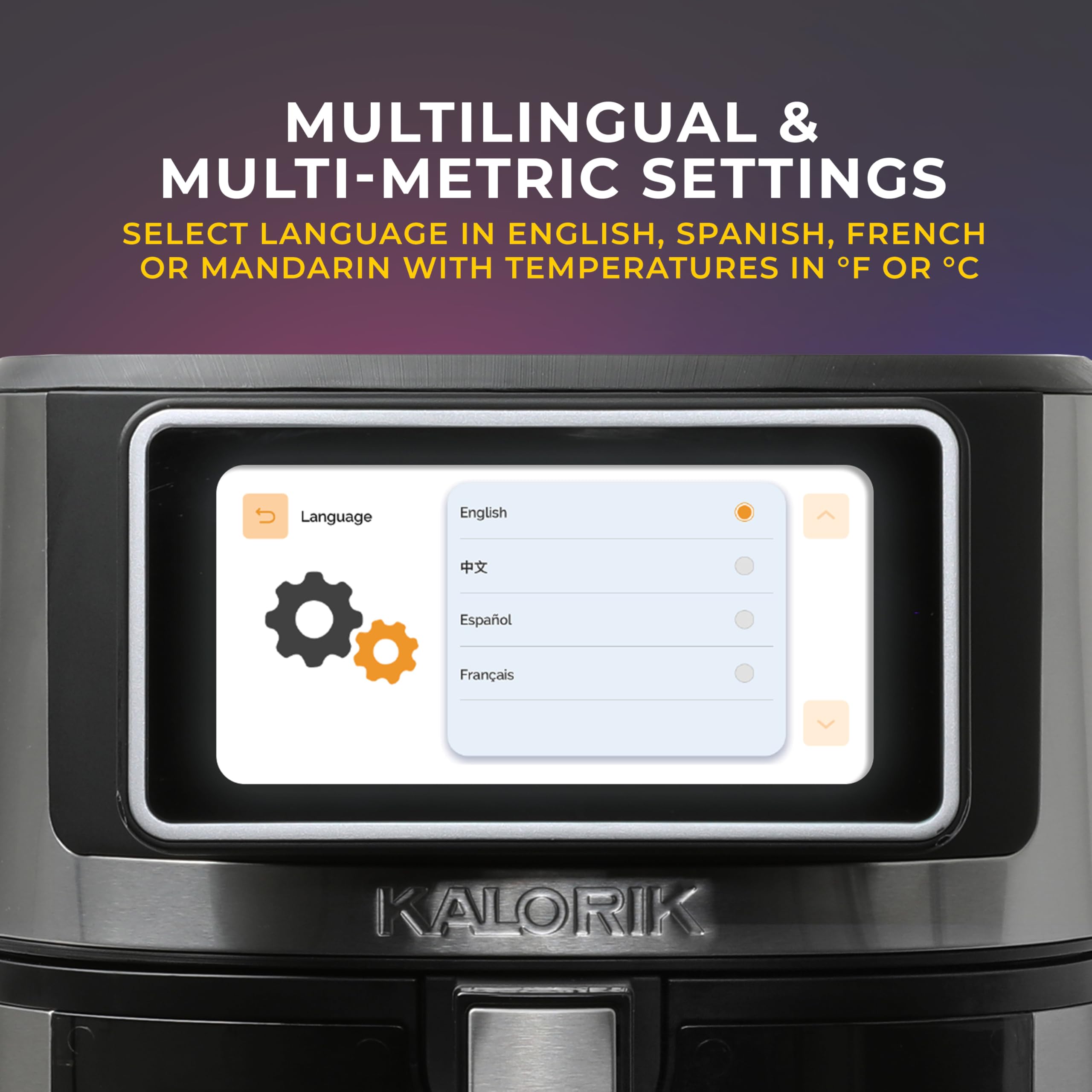 Kalorik VIVID TOUCH 7 Quart High-Resolution Touchscreen Air Fryer with Window, Stainless-Steel