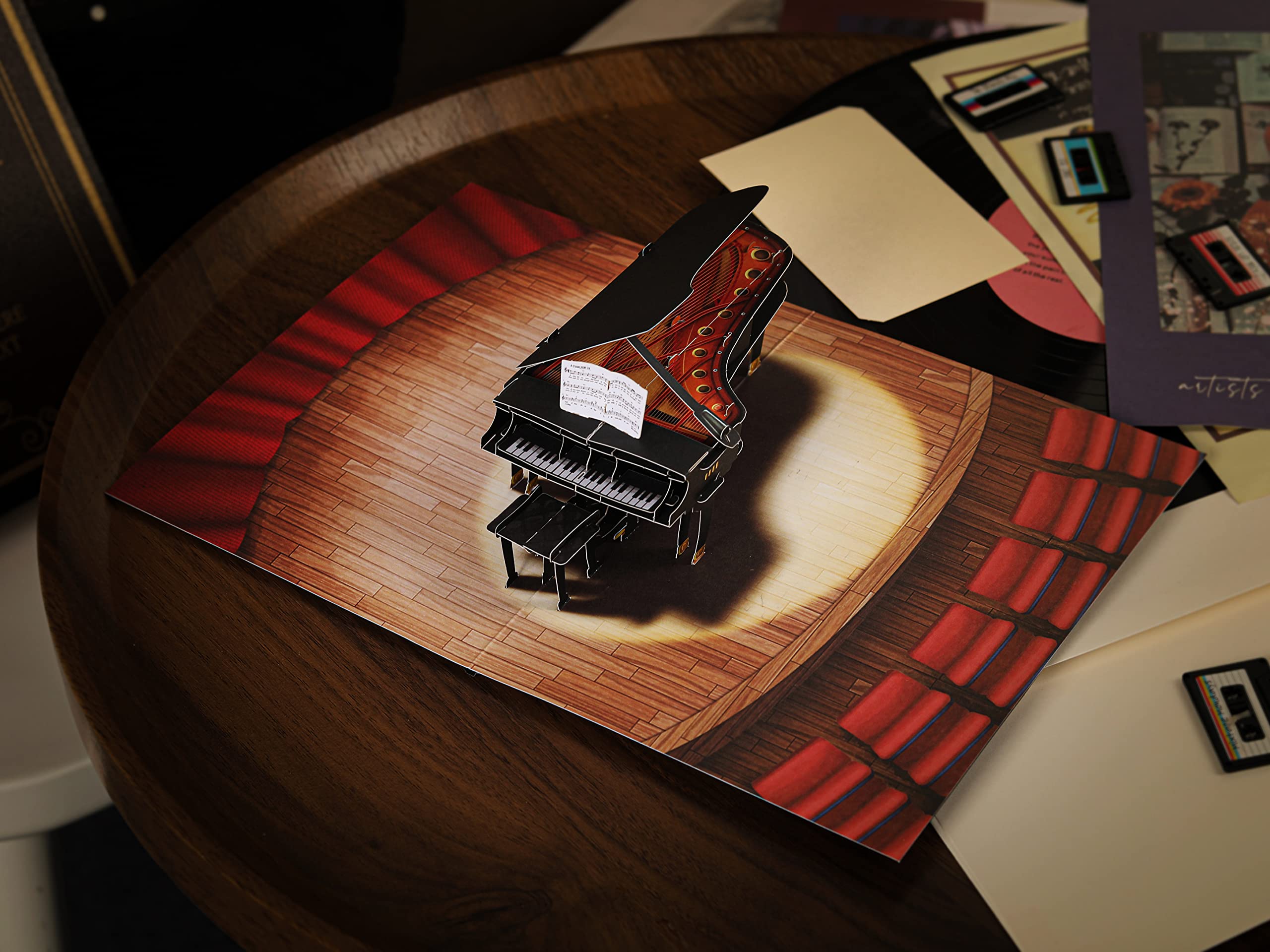 Liif Grand Piano Pop-Up Card, Thank You, 8 in x 6 in, Laser Cut and Hand Assembled, Satisfaction Guarantee