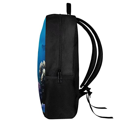 Modysero Ocean Animal Girls Backpack Large Capacity Lightweight Durable Casual 17 Inch Kids Backpack with Two Side Mesh Pocket Adjustable Strap Breathable Travel School Backpack for Teens