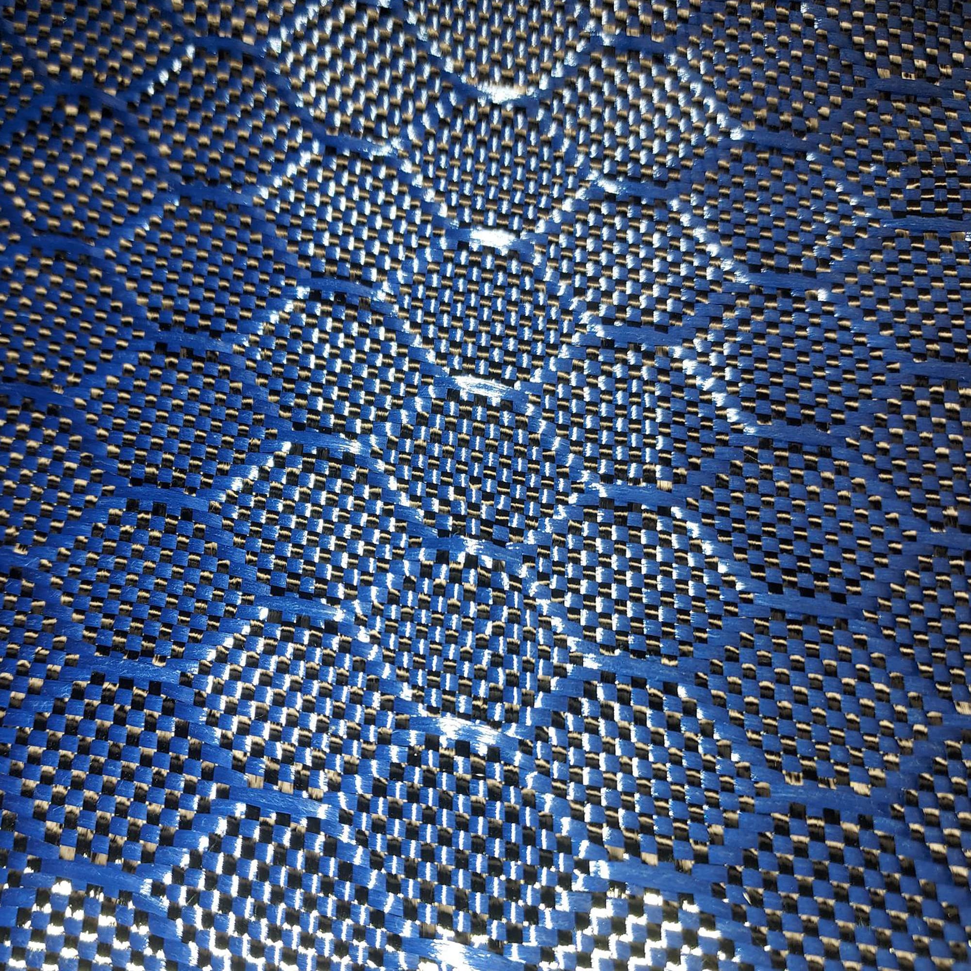 KARBXON - 4 in x 5 ft β Beehive Weave - Carbon Fiber Aramid Fabric - Blue - 3K - 240g/meter - Beehive Weave 4β Wide Hemmed Fabric for Repair, DIY Projects (5, Ft)