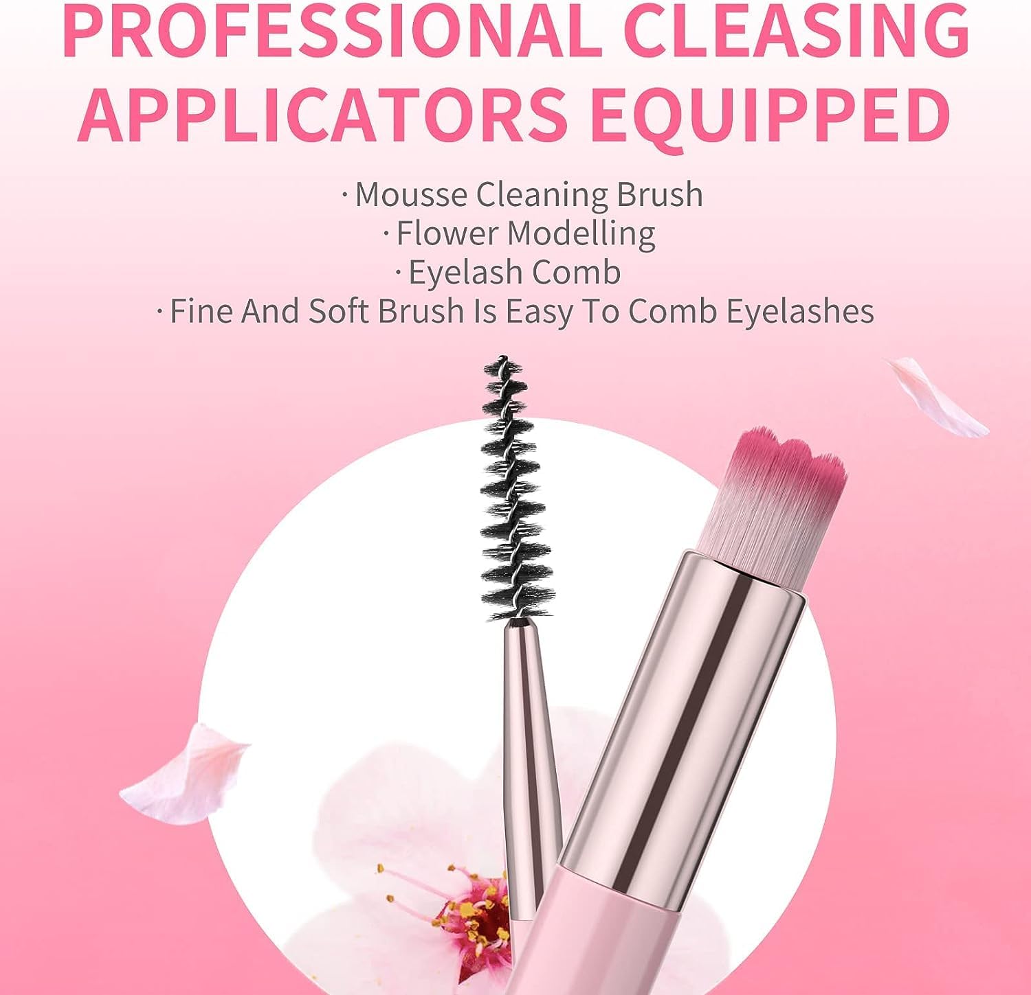 Eyelash Extension Cleanser, Upgraded Eyelash Extension Shampoo 60ML+Mascara Wand+Brush Eyelash Foam Cleanser For Extensions and Natural Lashes,Paraben & Sulfate Free, Salon and Home Use