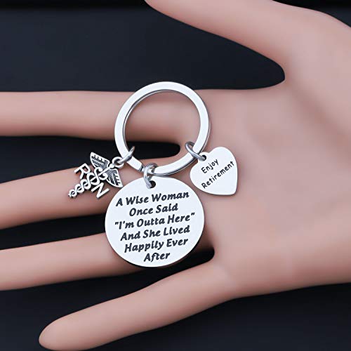 ENSIANTH Medical Professional Retirement Keychain Enjoy Retirement Gift for Doctor Nurse RN NP LVN LPN BSN (RN Key)