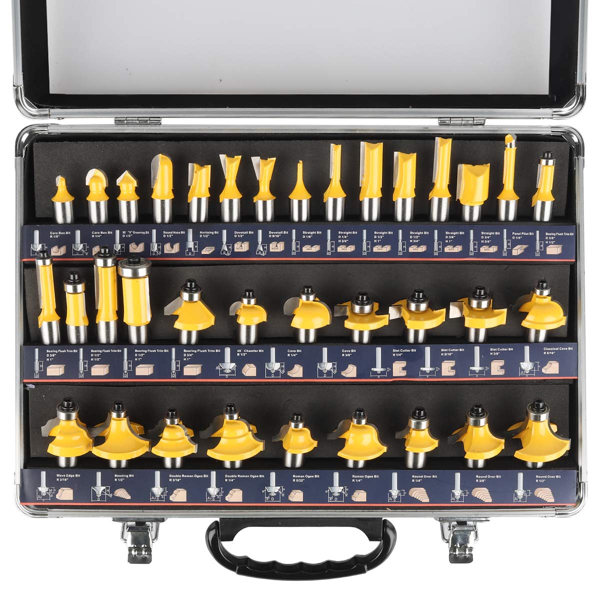 KOWOOD Router Bits Sets of 35B Pieces 1/2 Inch T Shape Wood Milling Cutter