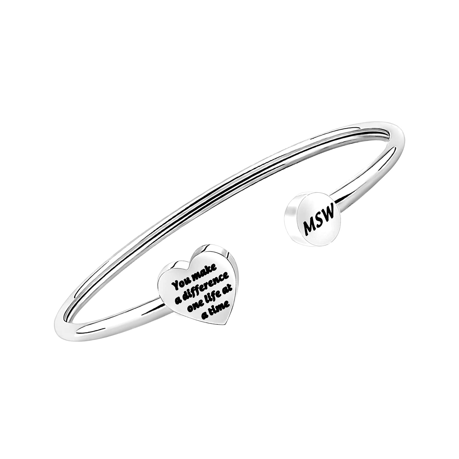 ENSIANTH MSW Gift Social Worker Bracelet You Make A Difference Appreciation Gift for Social Worker, Volunteer (MSW Cuff)