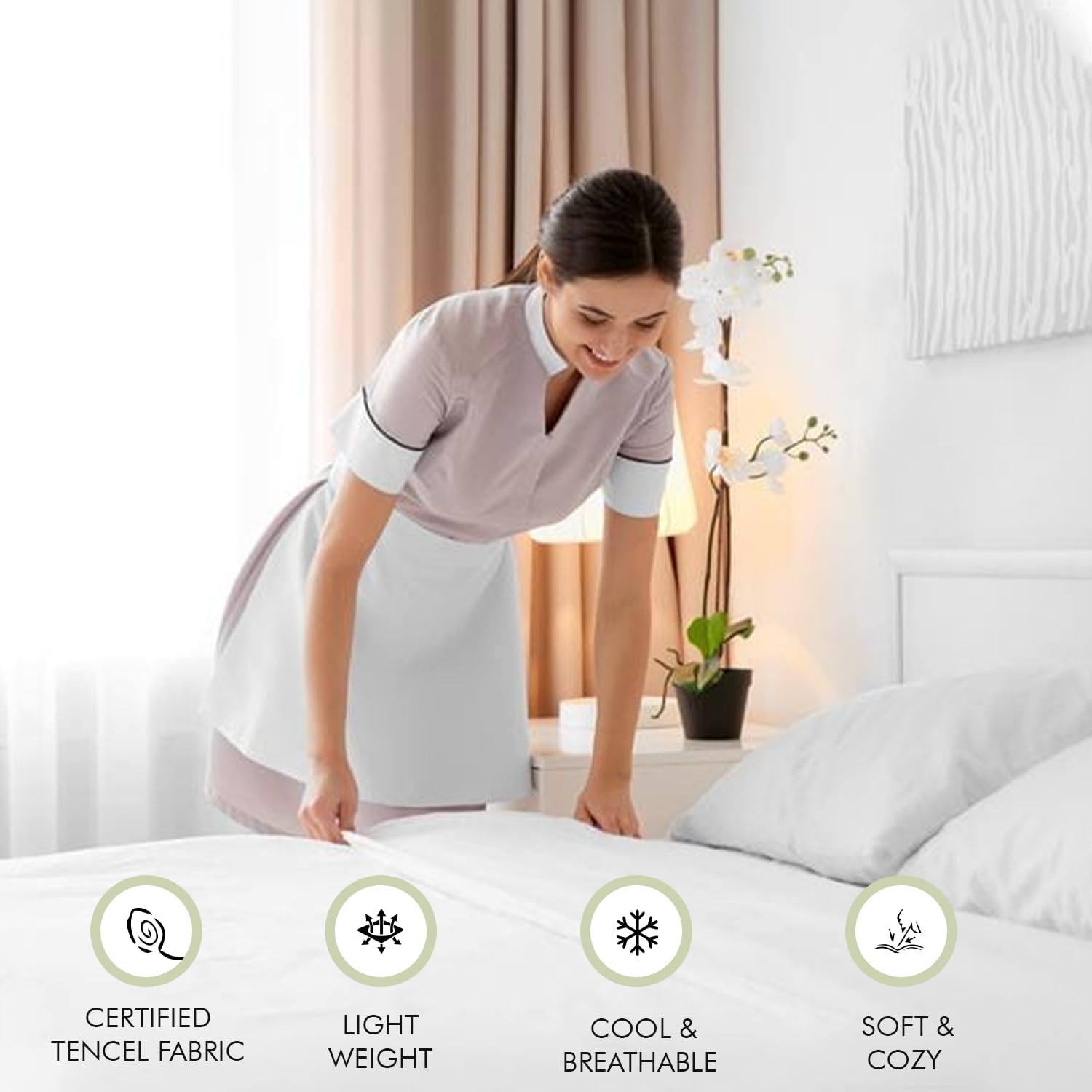 Linenwalas Tencel Lyocell Duvet Cover Set with Deep Pocket Fitted Sheet, Viscose Made from Eucalyptus Soft, Lightweight and Breathable Complete Bedding Set (Light Grey, King)