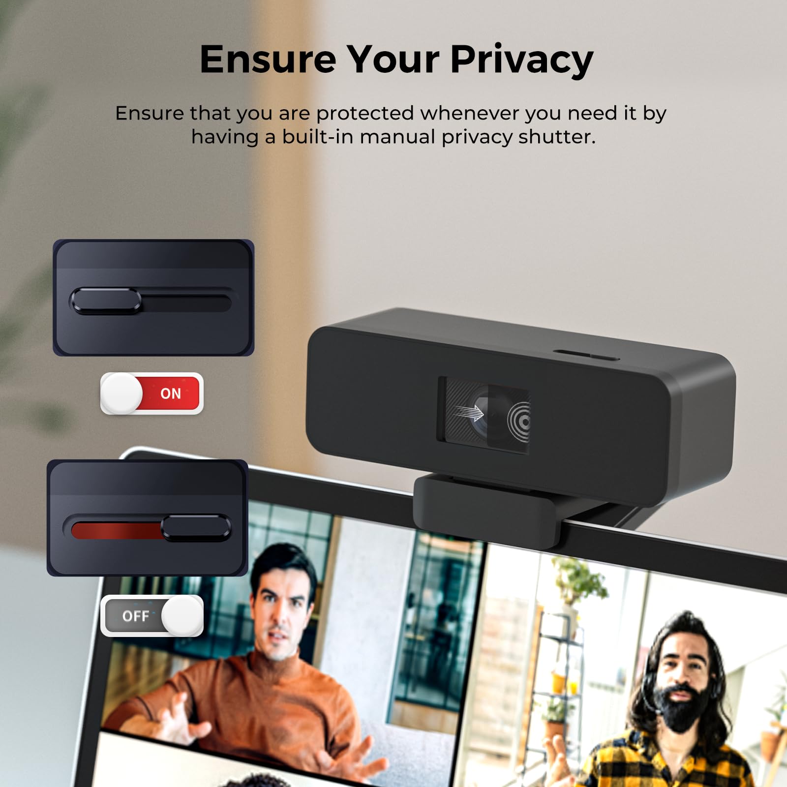 COOLPO Webcam, 4K Webcam Video Conference Camera, 4K Webcam AI Tracking, Autofocus, Auto Framing with Cancellation Mic, Personal and Group Hybrid Collaboration, Meeting Room Camera, Mini Lite