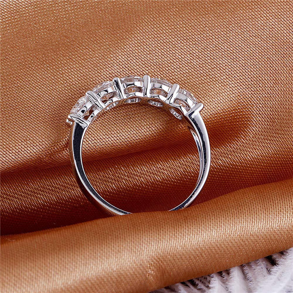 DovEggs Solid 14K White Gold 1.25CTW 4mm GH Color Moissanite Engagement Ring Half Eternity Anniversary Wedding Band（9）