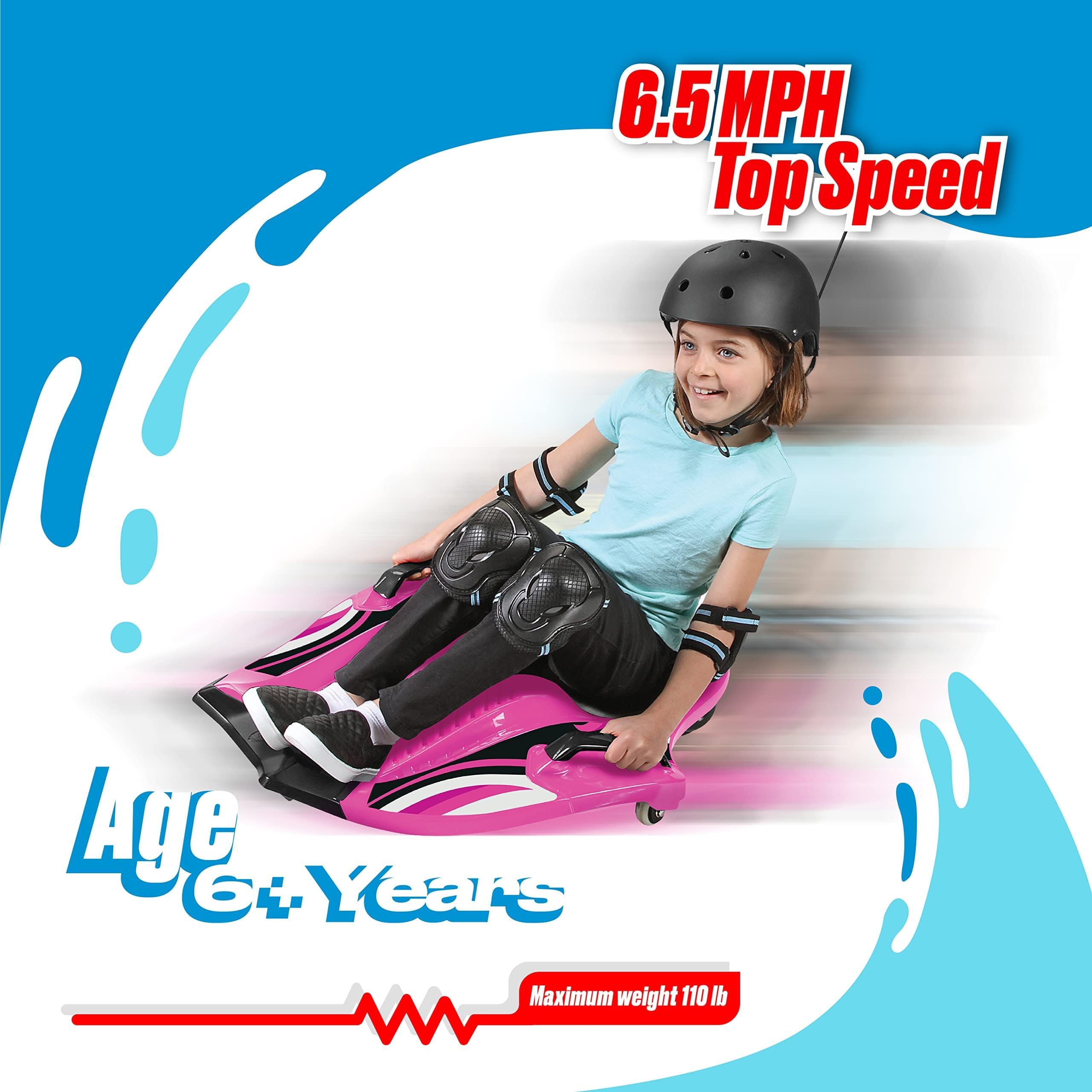 Rollplay Nighthawk Electric Ride On Toy for Ages 6 & Up with 12V 7AH Rechargeable Battery, Side Handlebars for Steering, Tall Rear Safety Flag, and a Top Speed of 6.5 MPH, Pink