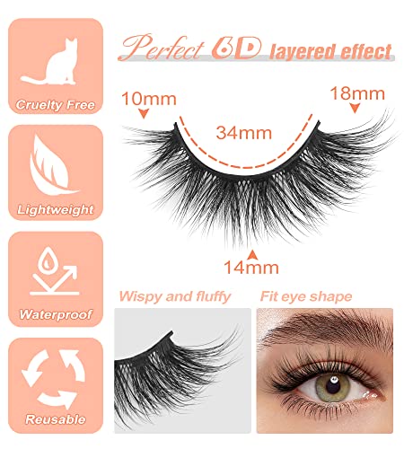 Eyelashes Wispy Natural Lashes Cat Eye Lashes Fluffy Mink Lashes Fake Eyelashes 8D Volume 18MM Faux Mink Eyelashes that Look Like Extensions 9 Pairs Pack