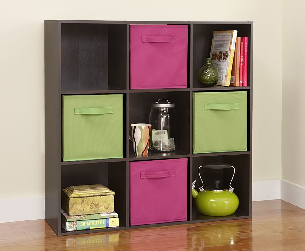 ClosetMaid 9 Cube Laminated Wood Stackable Open Bookcase Display Shelf Organizer for Household, Living Rooms, and Studies, Espresso
