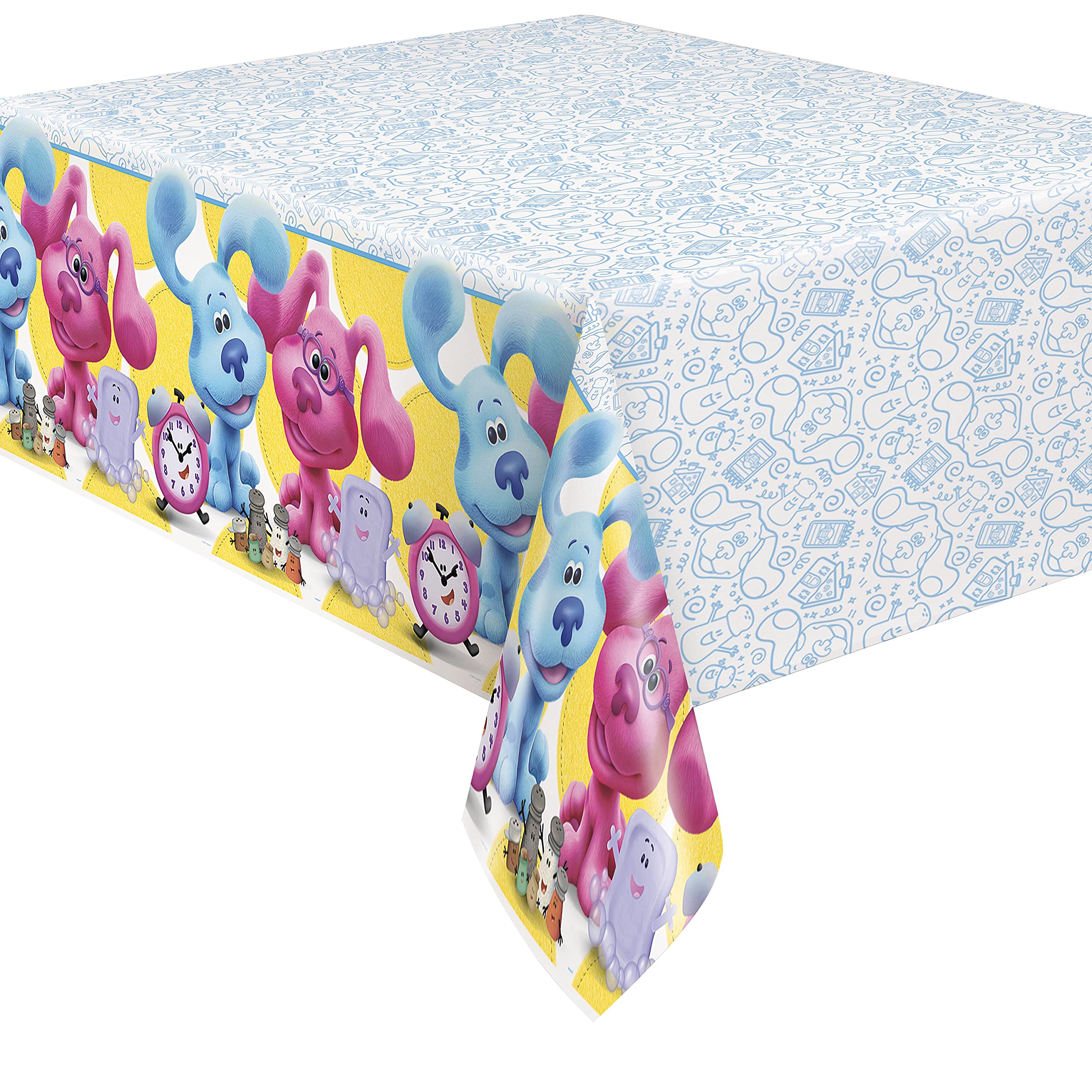 Vibrant Blue's Clues Multicolor Table Cover - 54" x 84" (1 Pc.) - Durable Rectangular Plastic Tablecloth - Perfect Kids Party Decor