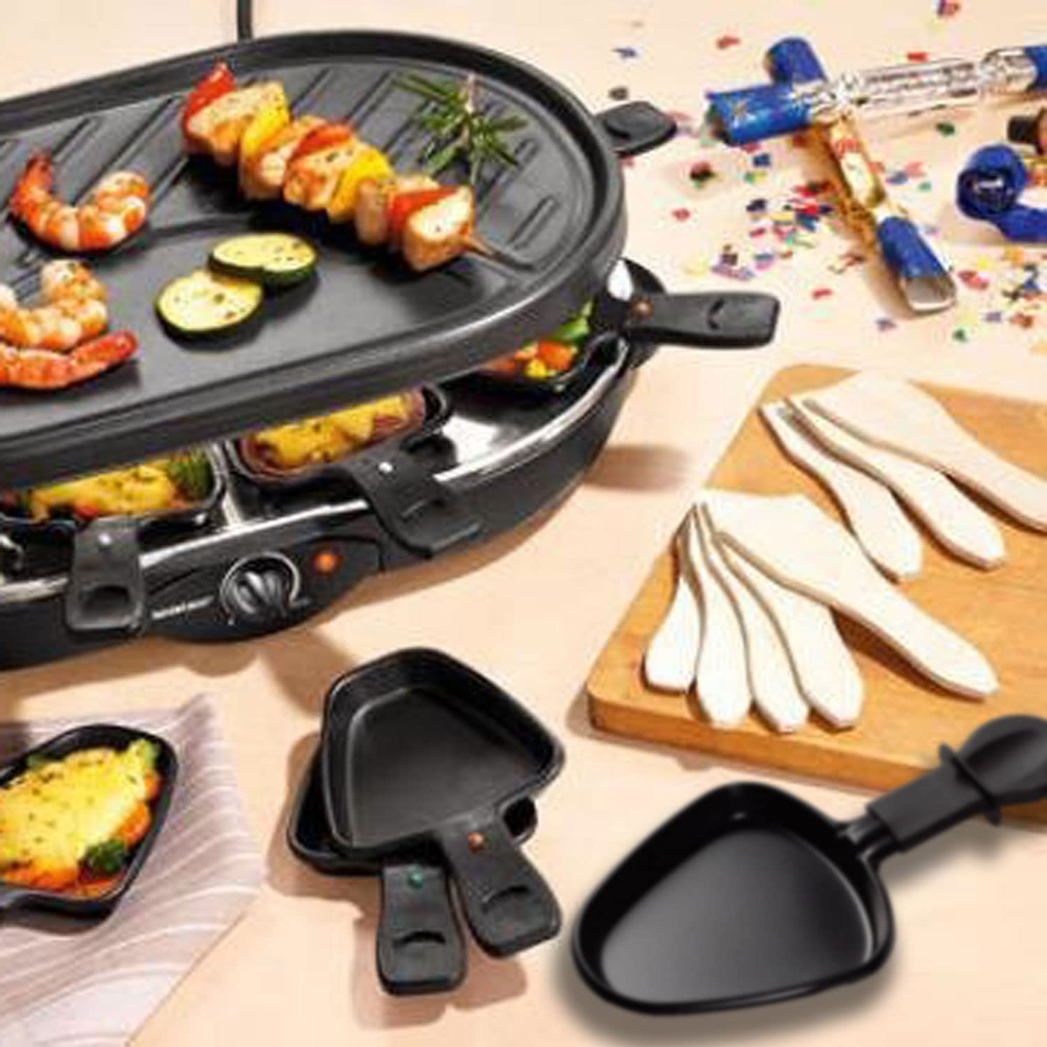 Kosmosta Non-Stick Coated Mini Grill Cheese Pan Melting Accessories for Raclettes Replacement trays Raclette Dishes Mini raclette pans, Square Shape(8PCS)