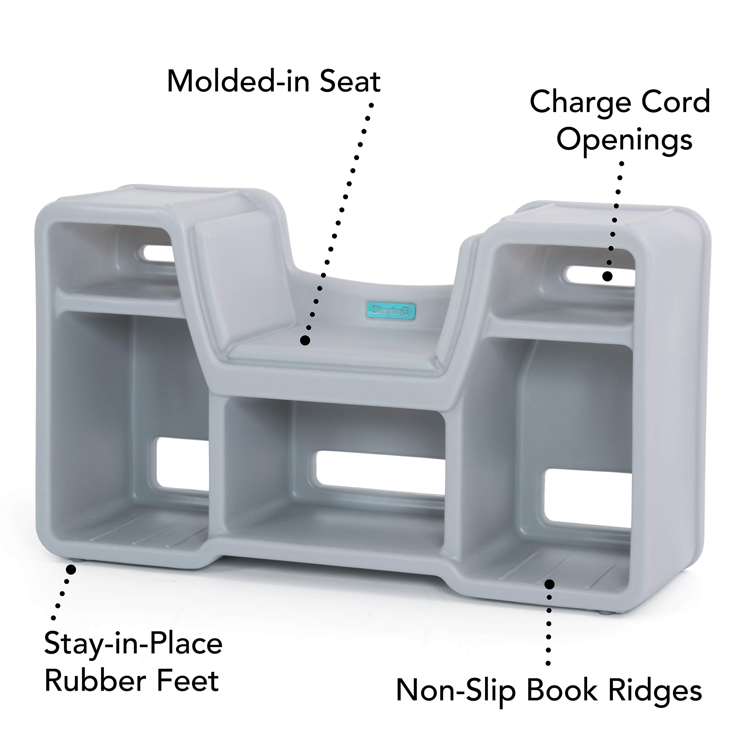 Simplay3 Cozy Cubby Book Nook β Kids Bookshelf and Storage with Built-in Reading Seat, Fully Assembled, Made in USA