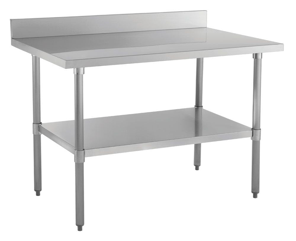 Kratos Commercial Worktable, All-Stainless Steel Kitchen Prep Table with Undershelf and Backsplash, 48"Dx30"W, NSF, 16ga/304SS (28W-314)