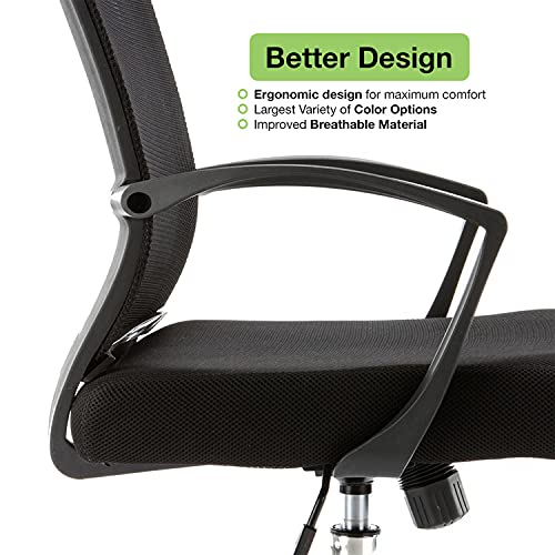 Modern Home Zuna Mid-Back Office Task Chair - Ergonomic Back Supporting Mesh Back Desk Chair (Black/Aqua)