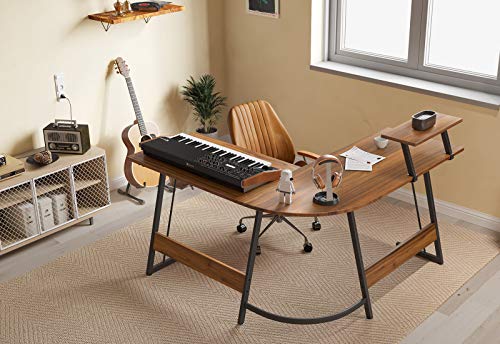 CubiCubi L Shaped Desk, Computer Corner Gaming Desk with Large Monitor Stand, 51.2" Home Office Writing Table, Workstation with Storage Drawer, Space-Saving, Black