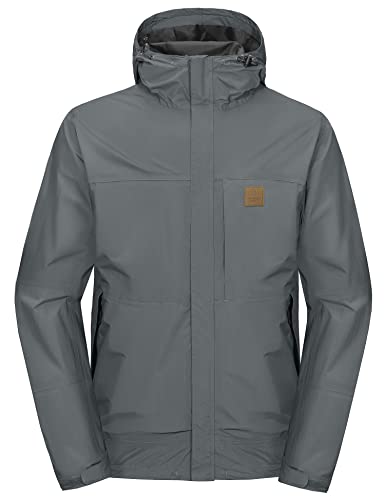 Little Donkey Andy Men's Waterproof Rain Jacket Windproof Light Jacket, Breathable Outdoor Rain Shell with Hood for Hiking Travel Golf Grey M