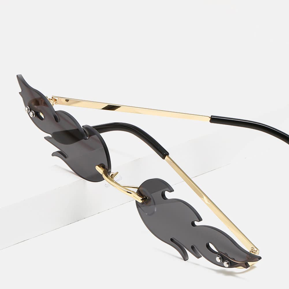 ENTHYI Polygon Flame Sunglasses for Women Frameless Party Colorful Punk Eyewear Cosplay Glasses Men