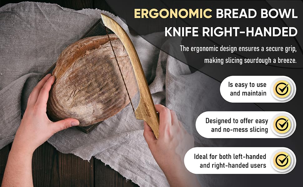 Generic Heritage Cutlery Bread Knife for Homemade Bread - Time-Saving & Easy Slicing - Perfect Bread Cutter for Sourdough Bread - Premium Finish, Ergonomic Design, No Mess, Large, Brown