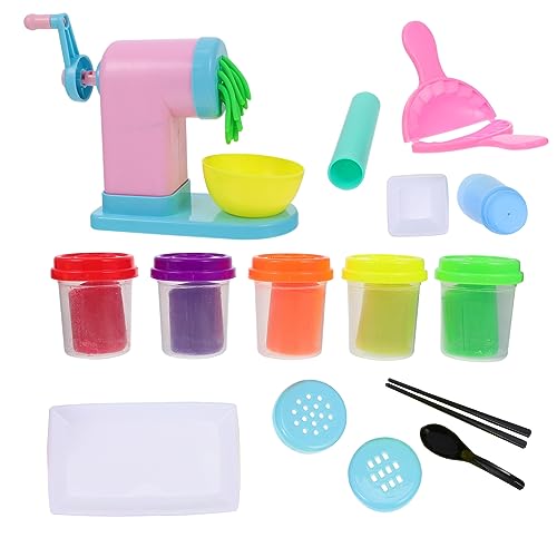 HOMSFOU 1 Set Early Colored Education of Cartoon Clay Creations Plasticine Noodle Interesting with Comes Toy Dough Maker Machine Model Tins Kid Child Kitchen Educational Funny Party