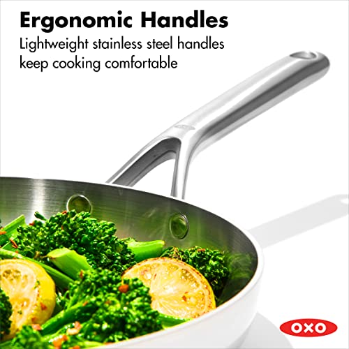 OXO Mira Tri-Ply Stainless Steel, 10" Frying Pan Skillet, Induction, Multi Clad, Dishwasher and Metal Utensil Safe