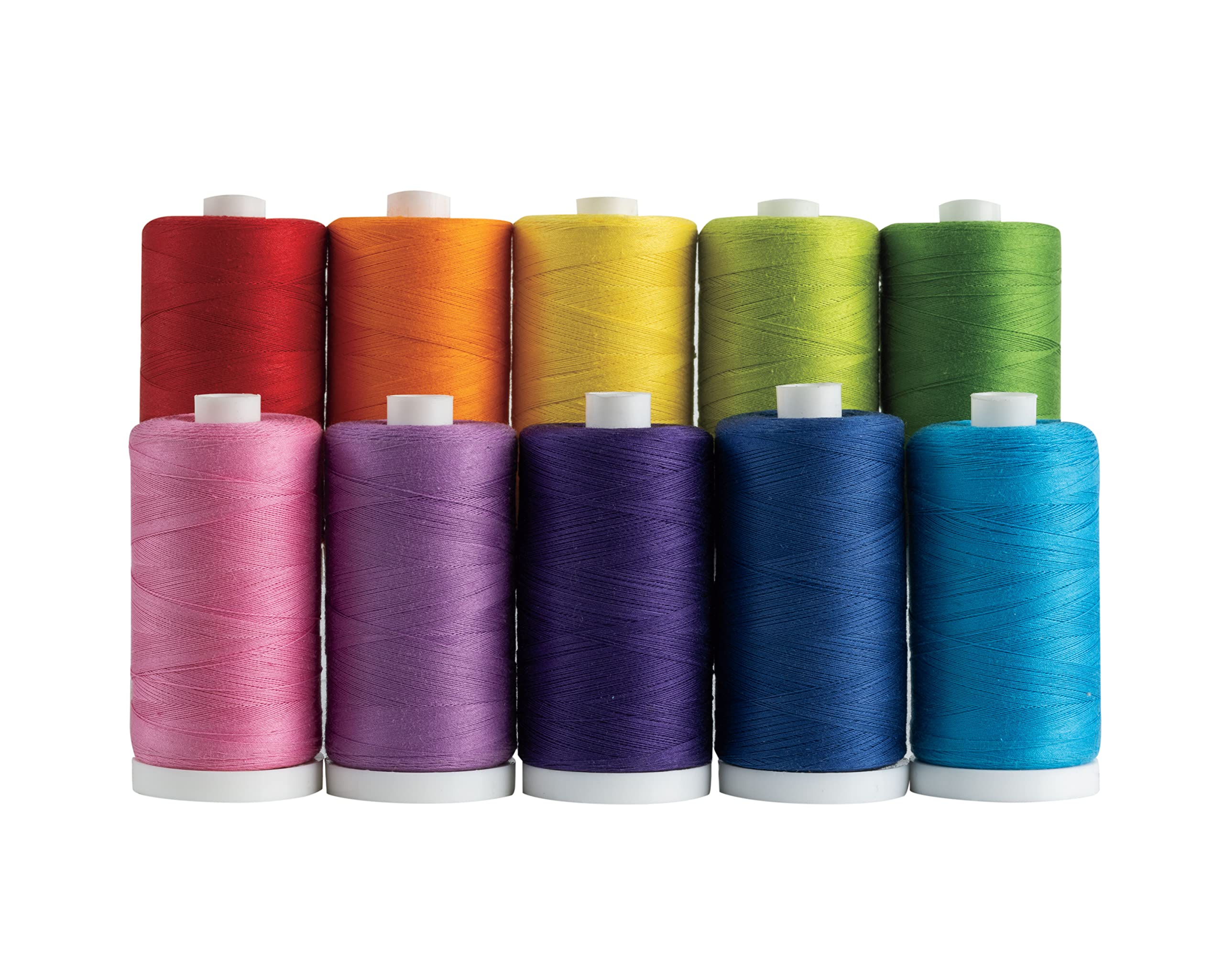 Connecting Threads 100% Cotton Thread Sets - 1200 Yard Spools (Set of 10 - Over The Rainbow)