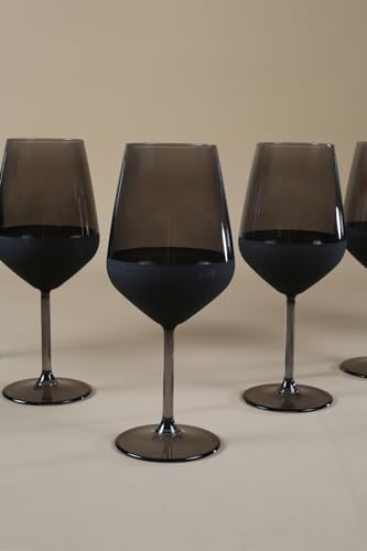 RAKLE – Luxury Matte Black Wine Glasses Set of 4 – 16.5Oz Glass Set Ideal for Special Events, Themed Parties, Dinner Table, Everyday Use – Modern and Elegant Design - Luxury Wine Glasses